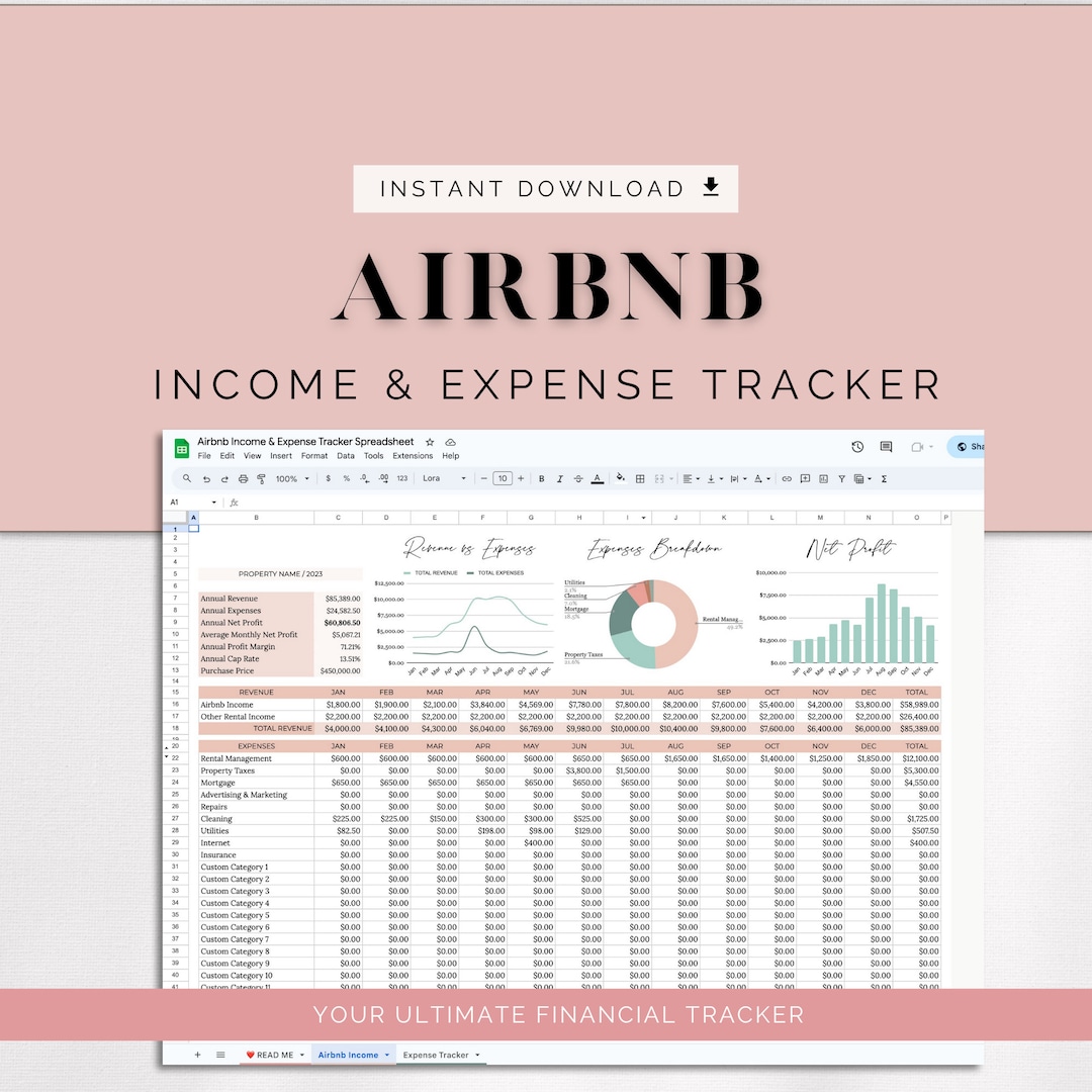Airbnb Income and Expense Tracker, Rental Income Spreadsheet, Real ...