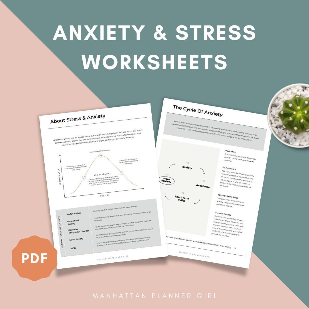 Reduce Anxiety and Stress Workbook Calm Your Mind and - Etsy