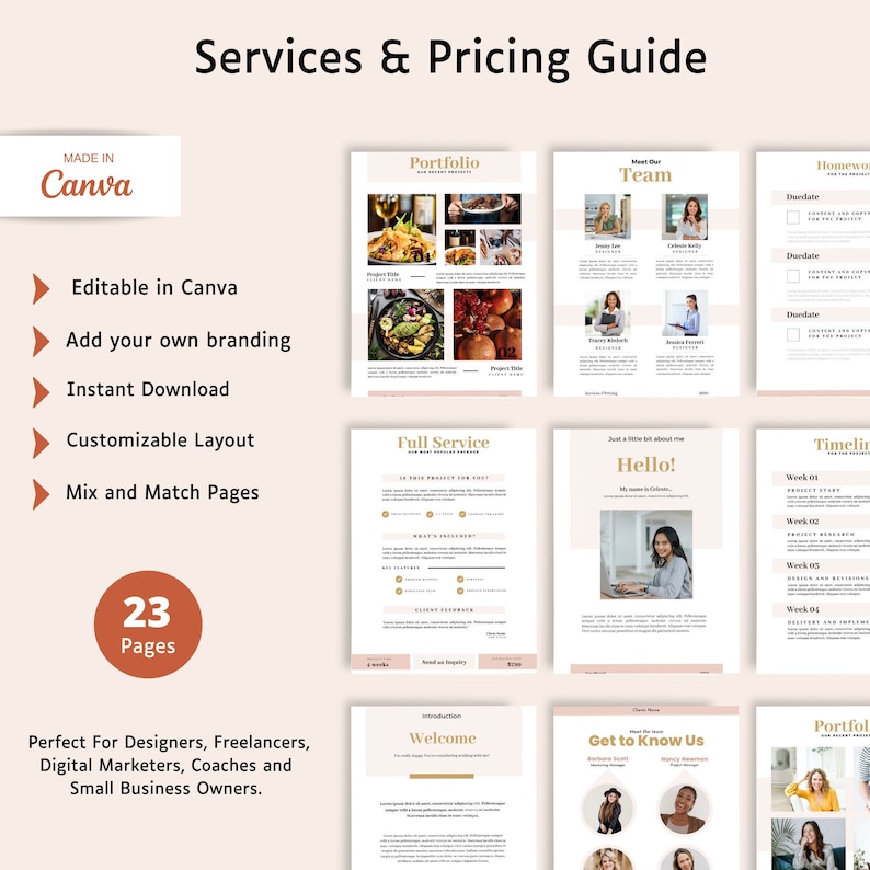 Editable in Canva, Services and Pricing Guide Template, for Freelancers ...