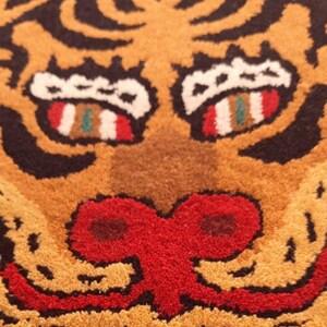 Hand Tufted Kids Area Rug Tibetan Nepal Animal Tiger Rust Yellow Rug ...