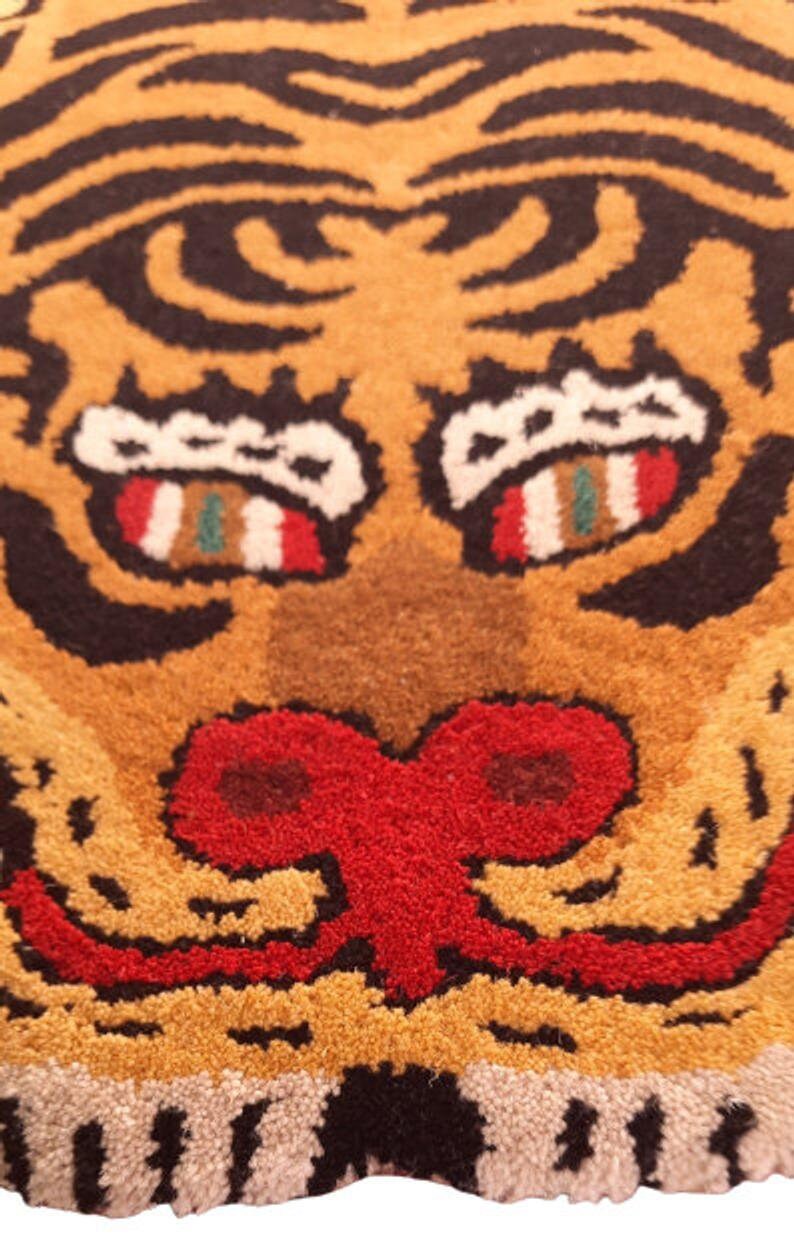 Hand Tufted Kids Area Rug Tibetan Nepal Animal Tiger Rust - Etsy