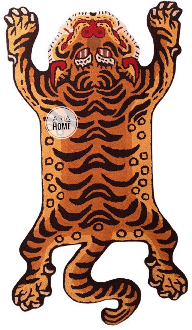 Hand Tufted Kids Area Rug Tibetan Nepal Animal Tiger Rust - Etsy