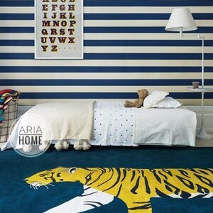 Handmade Tufted Kids Area Rug Tiger Blue Rug Designer Rug 2x3 - Etsy