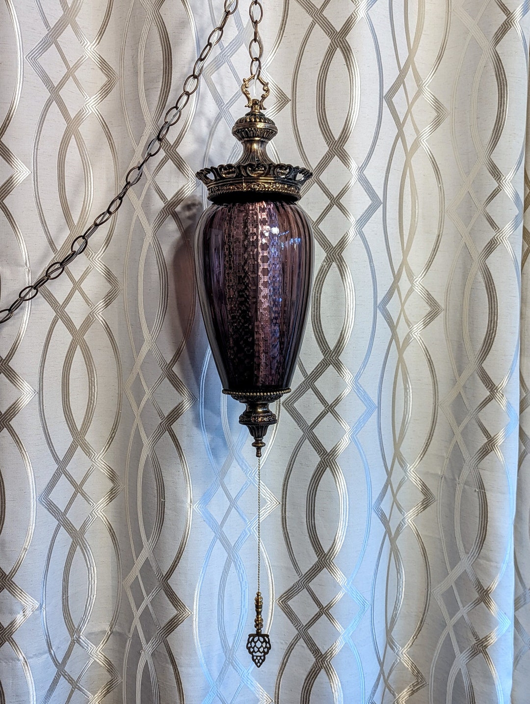 Stunning Vintage Vtg Real Purple Glass Hollywood Regency Mid Century ...