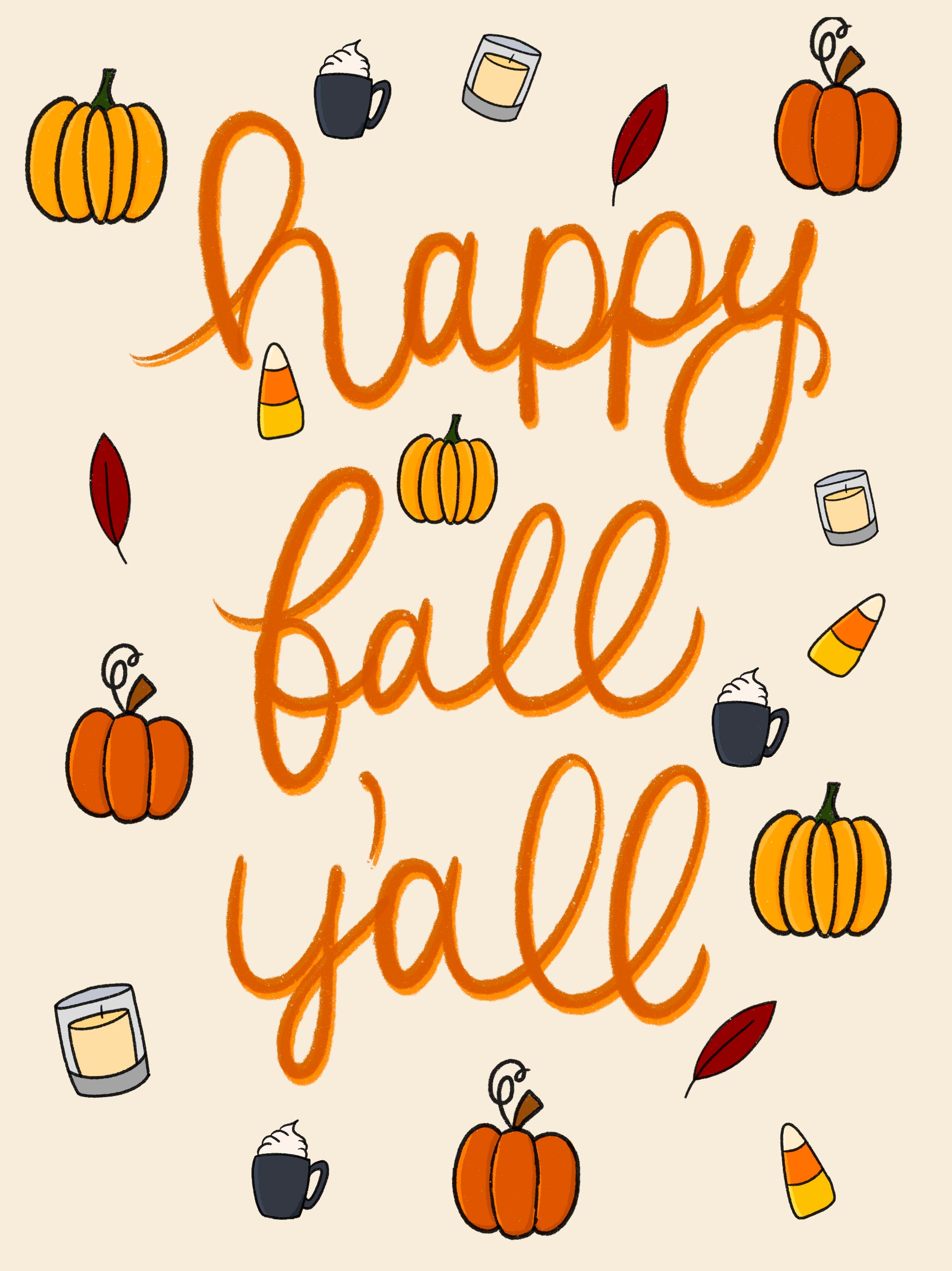 Happy Fall Y'all iPad Background PNG Download - Etsy