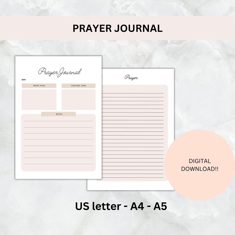 Prayer Journal for Women, Printable Prayer Journal, Daily Journal ...