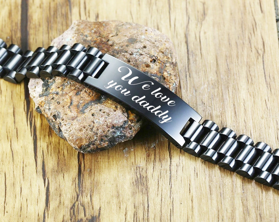 Men Bracelet engraved Dad Bracelet Father's Day Gift - Etsy