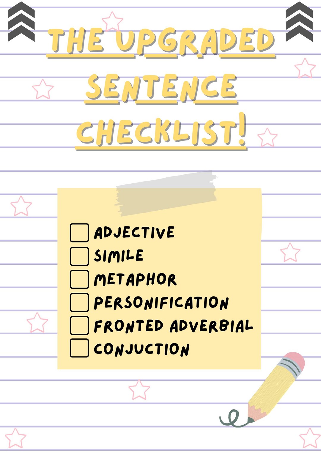 The Upgraded Sentence Checklist - Etsy