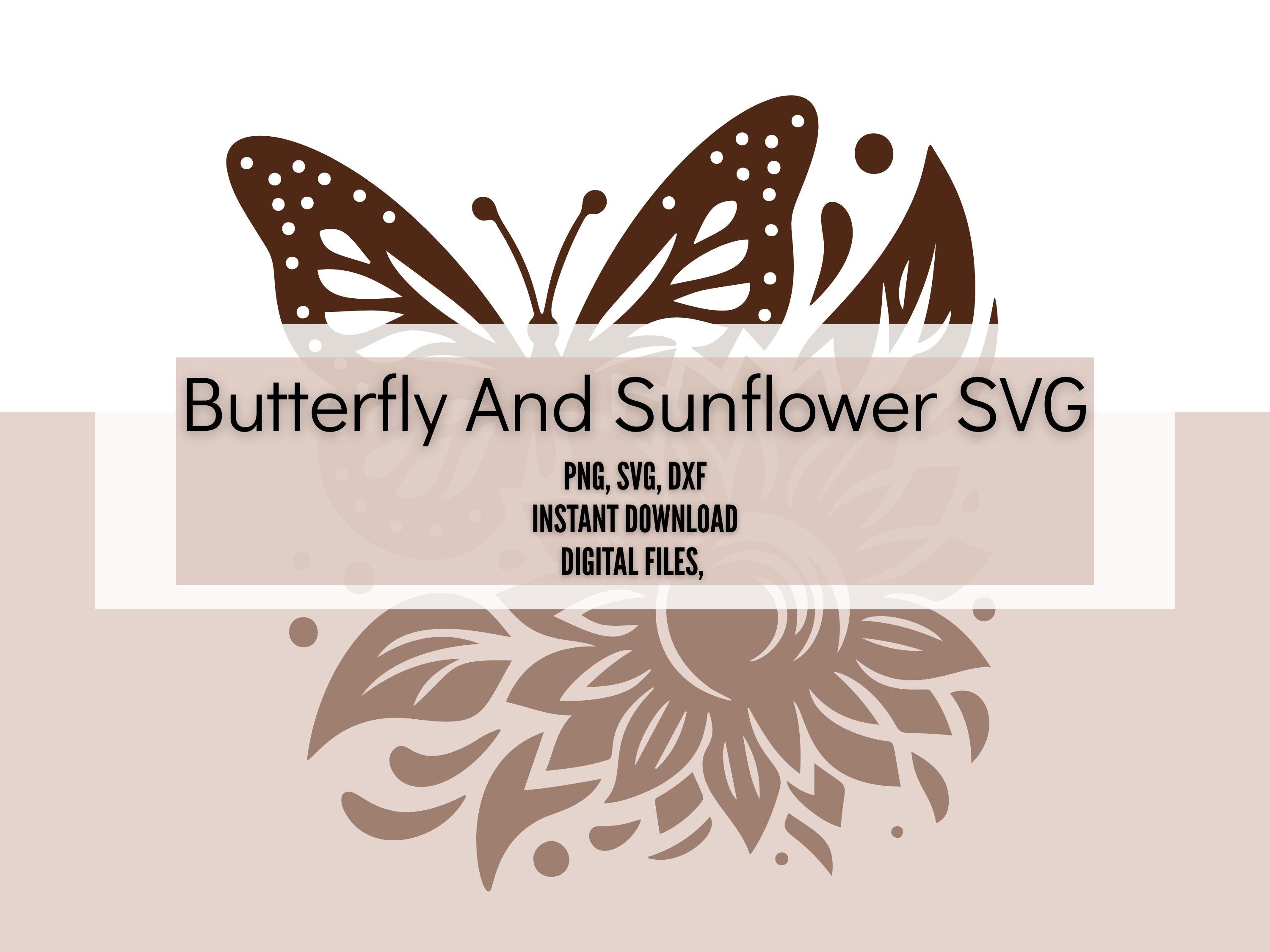 Butterfly and Sunflower Svg, Sunflower and Butterfly Digital Download ...