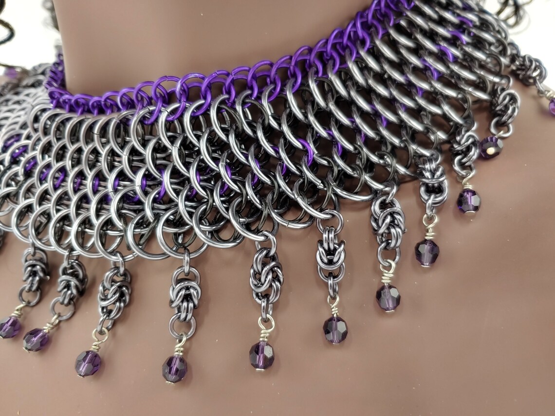 Chainmail Dragon Scale Pattern Necklace | Etsy