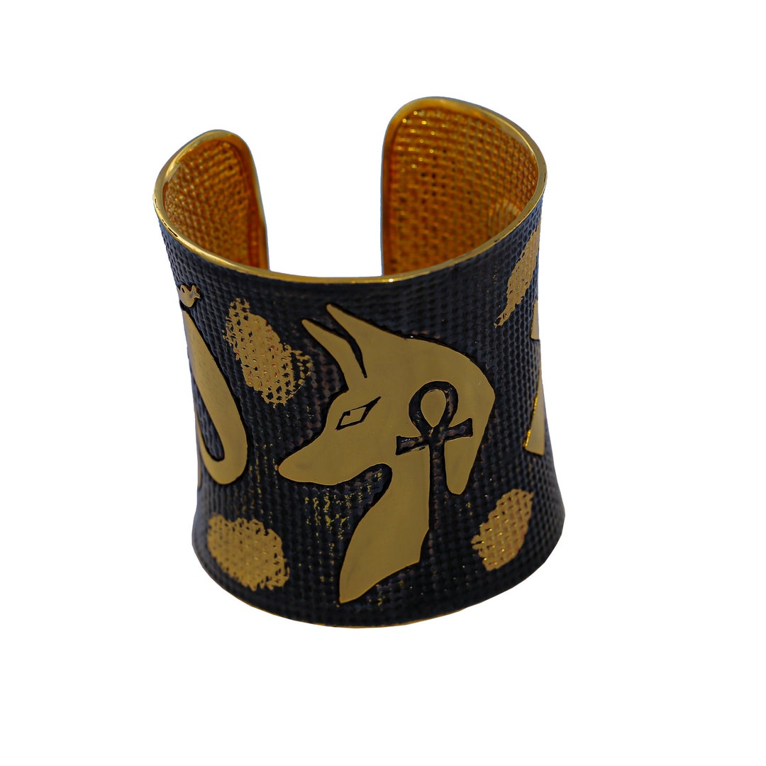 Egyptian Anubis Temple Jewelry Gold Cuff Bracelet – Pharaoh Charm ...