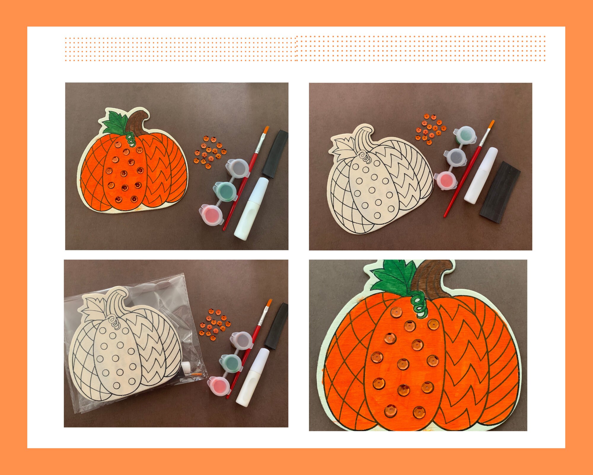 Fall Pumpkin Craft Kit, Sequins, Paint, Kids Thanksgiving Activity - Etsy