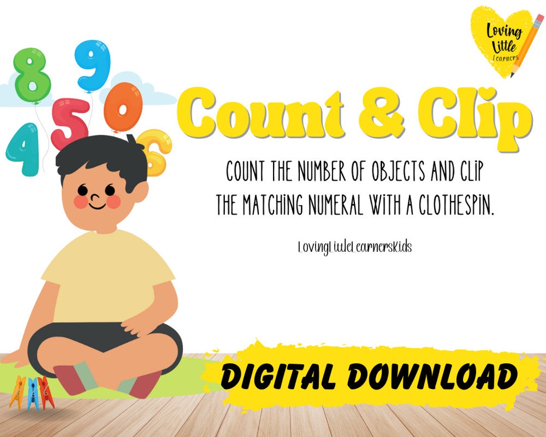 Digital Count & Clip Numbers Activity Task Box, Preschool, Kindergarten ...