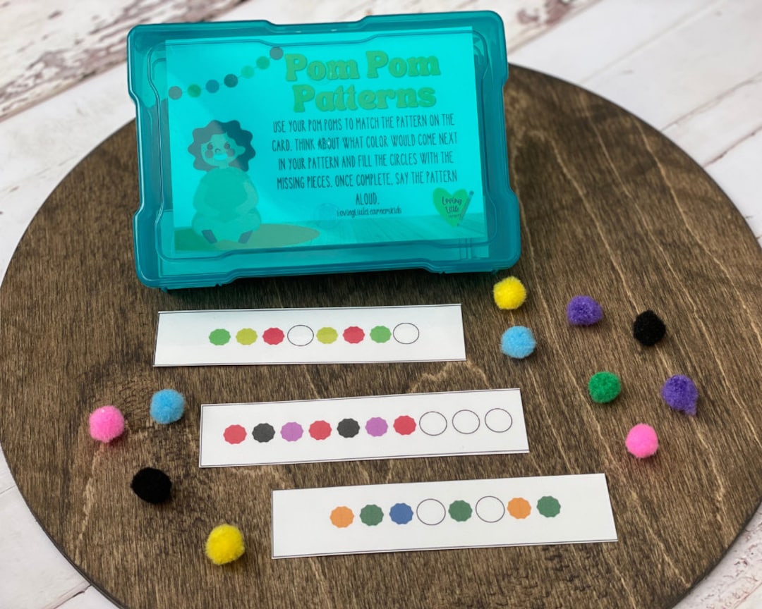 Pom Pom Patterns Activity Task Box Kit - Etsy Pom Pom Patterns Activity Task Box Kit - Etsy