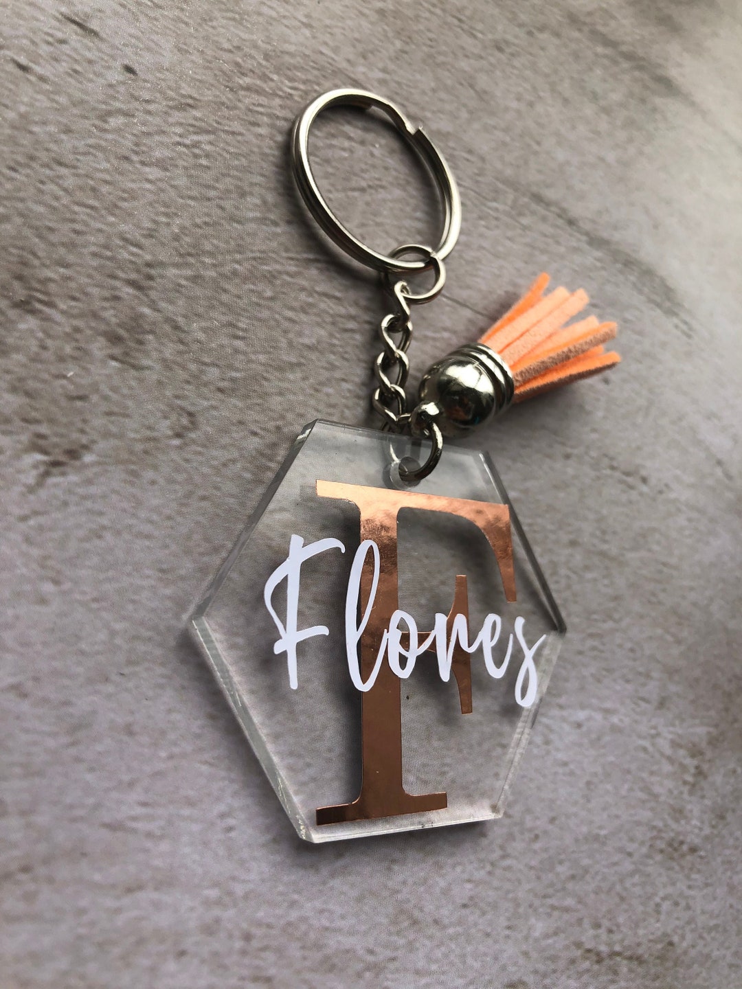 Acrylic Hexagon Keychain - Etsy