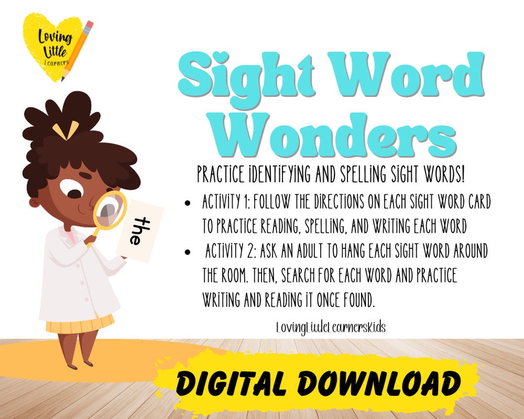 Digital Sight Word Wonders Activity Task - Etsy