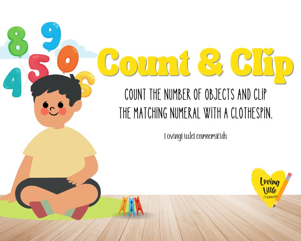 Count & Clip Numbers Activity Task Box Kit, Pre-school Learning ...