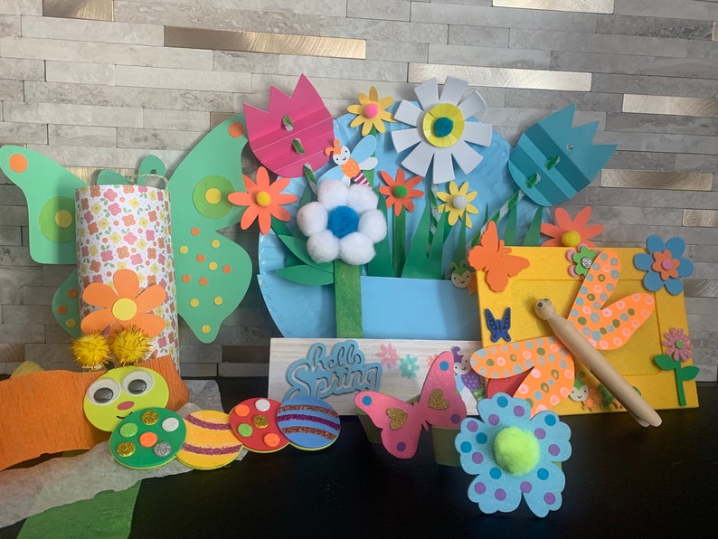 Spring Crafts Kit, Flower Garden, Windsock, Wooden Bracelet - Etsy