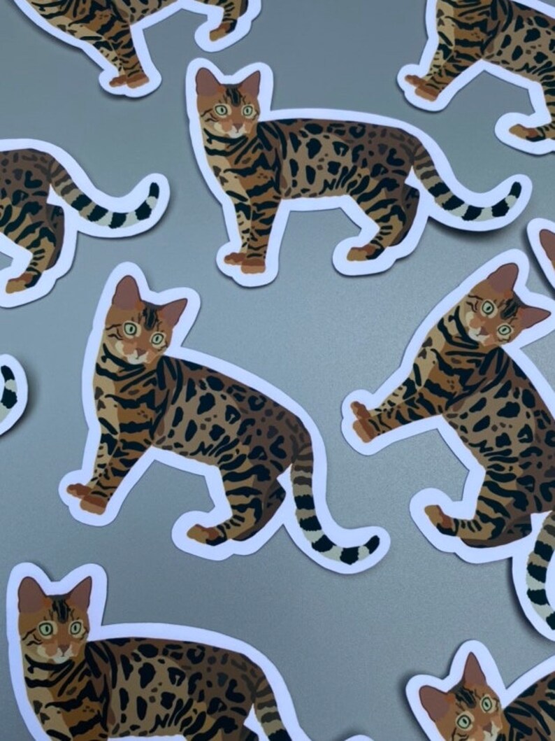Matte Finish Cute Bengal Cat Breed Sticker Bullet - Etsy