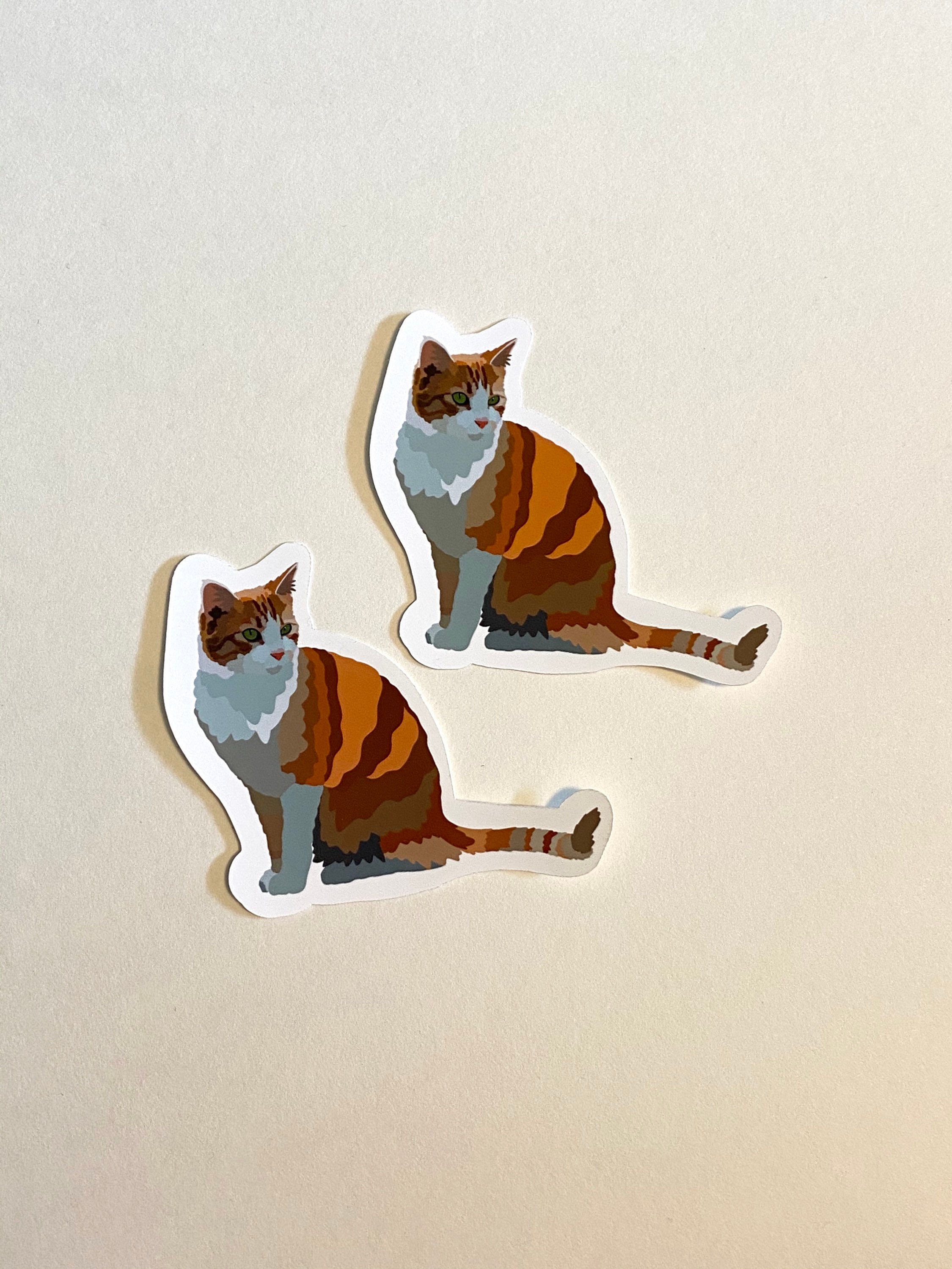 Cute Matte Orange Tabby Cat Sticker Feline Stickers Cat | Etsy