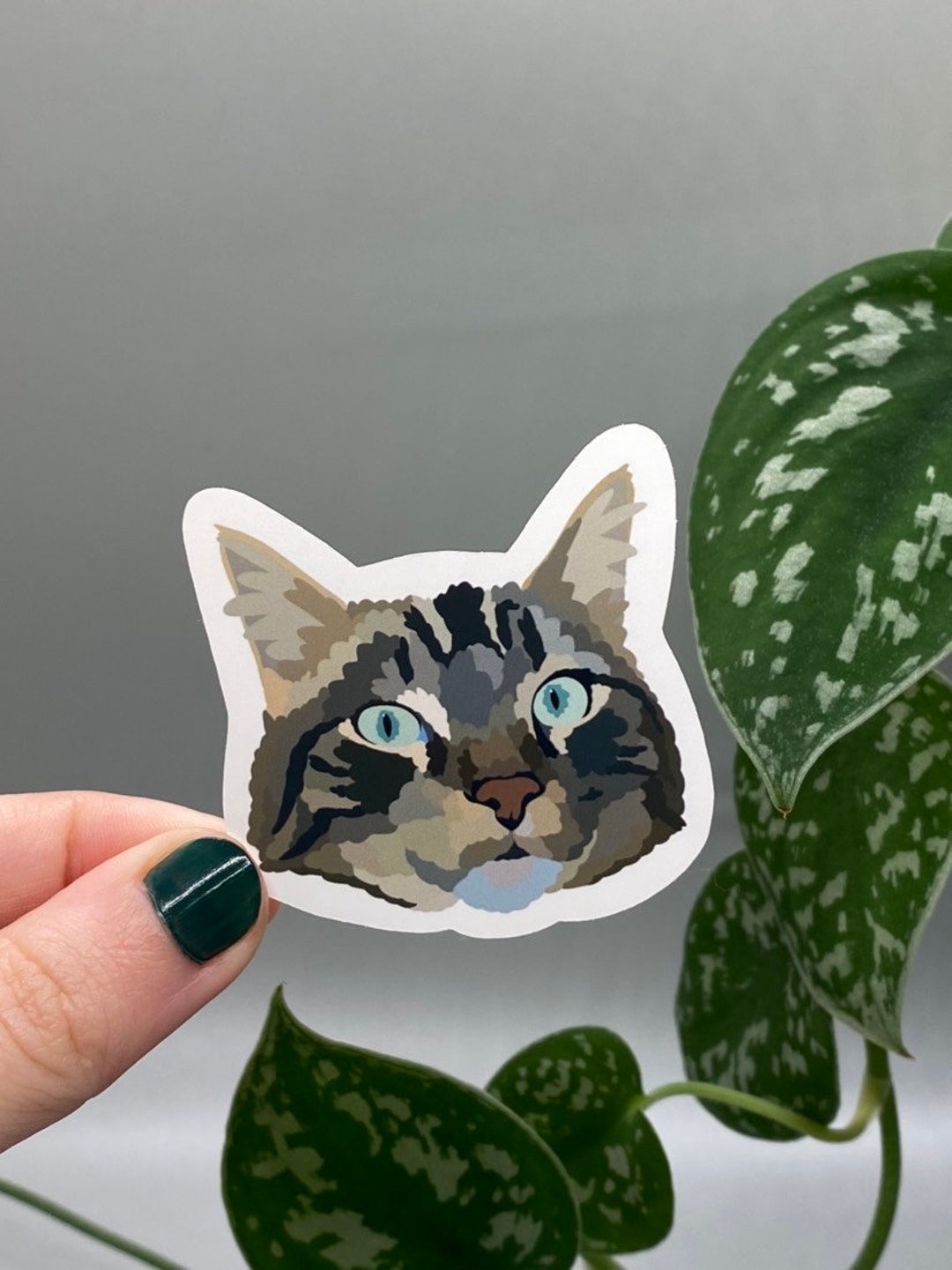 Longhaired Tabby Cat Sticker Cute Cat Stickers Fluffy Cat Mom Meow Cat ...