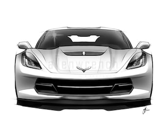 C7 Corvette Drawing - Etsy