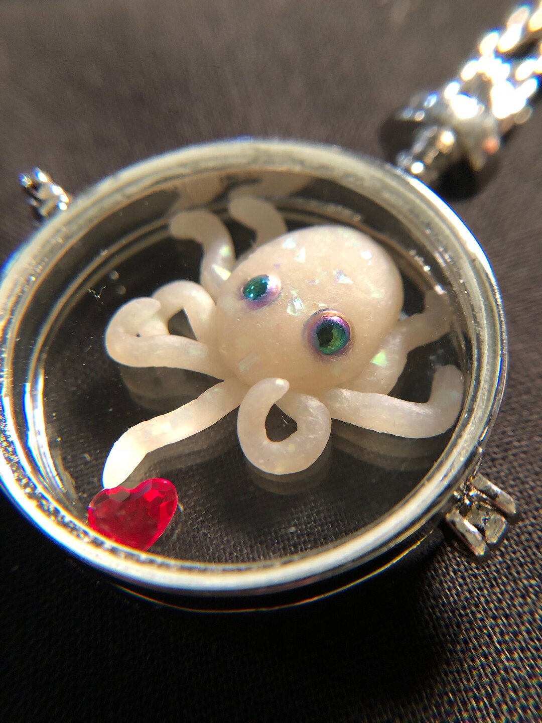 Sparkly Baby Octopus Necklace, Magical Glass Locket, Romantic Gift ...