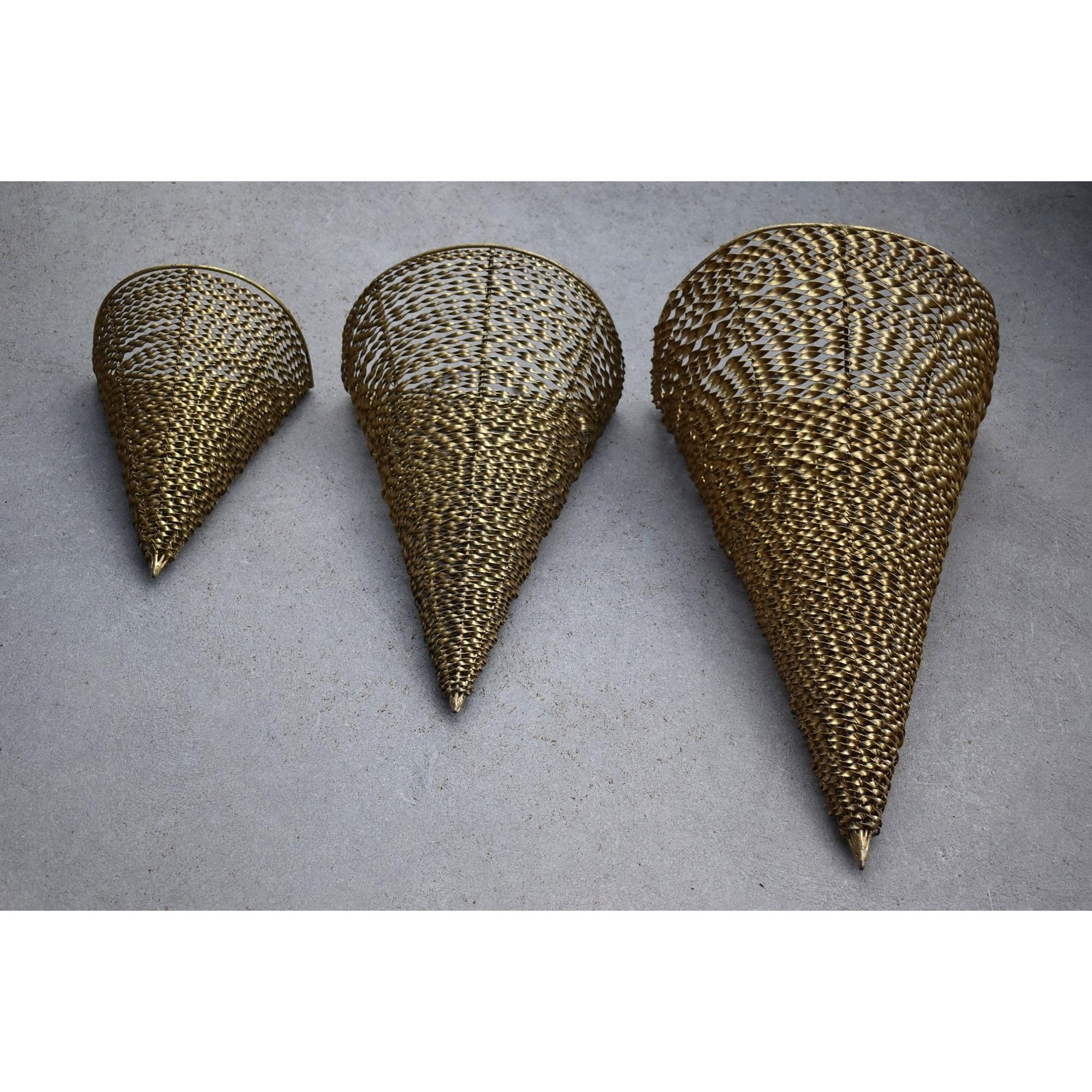 Vintage MCM Large Twisted Gold Metal Wire Wall Pocket Baskets - Etsy