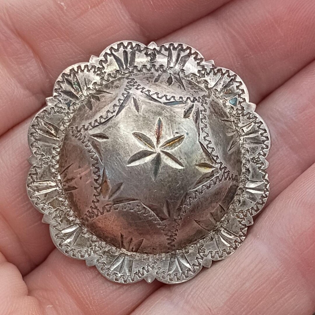 Navajo Signed Diablo Sterling Silver Concho Brooch Pin Vintage 1970s - Etsy