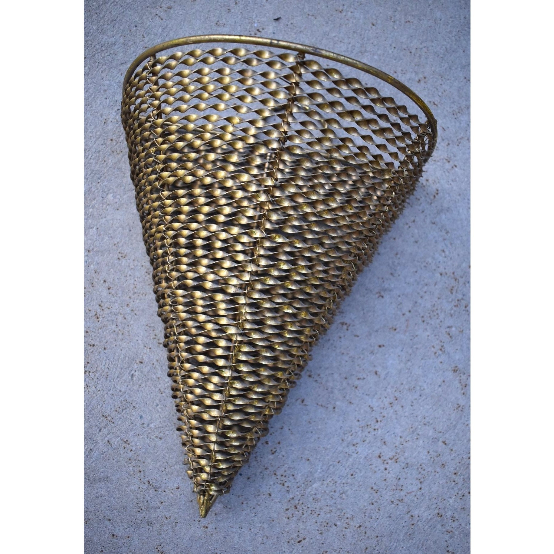 Vintage MCM Large Twisted Gold Metal Wire Wall Pocket Baskets - Etsy