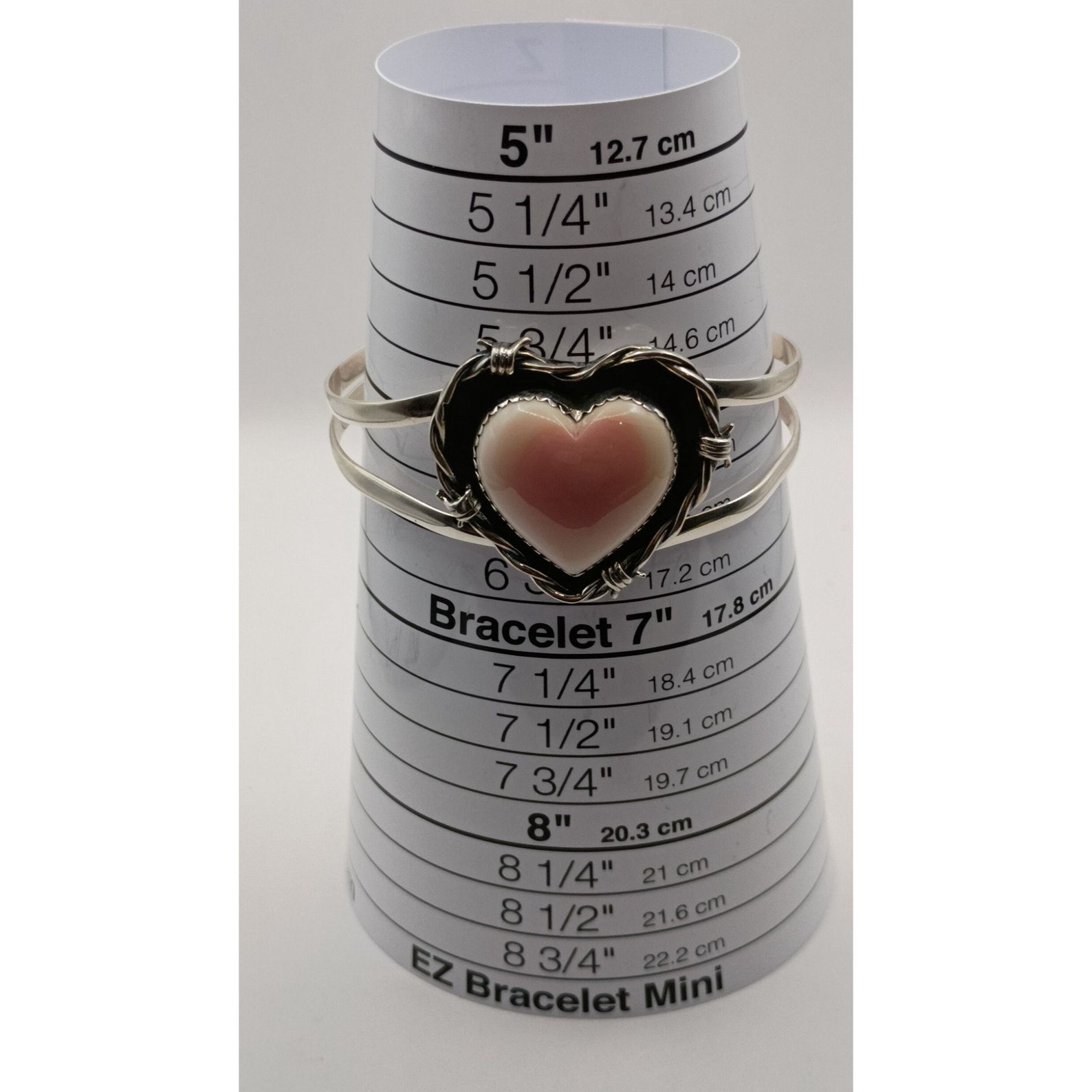 Navajo Pink Conch Shell Heart Sterling Silver Cuff Bracelet ...