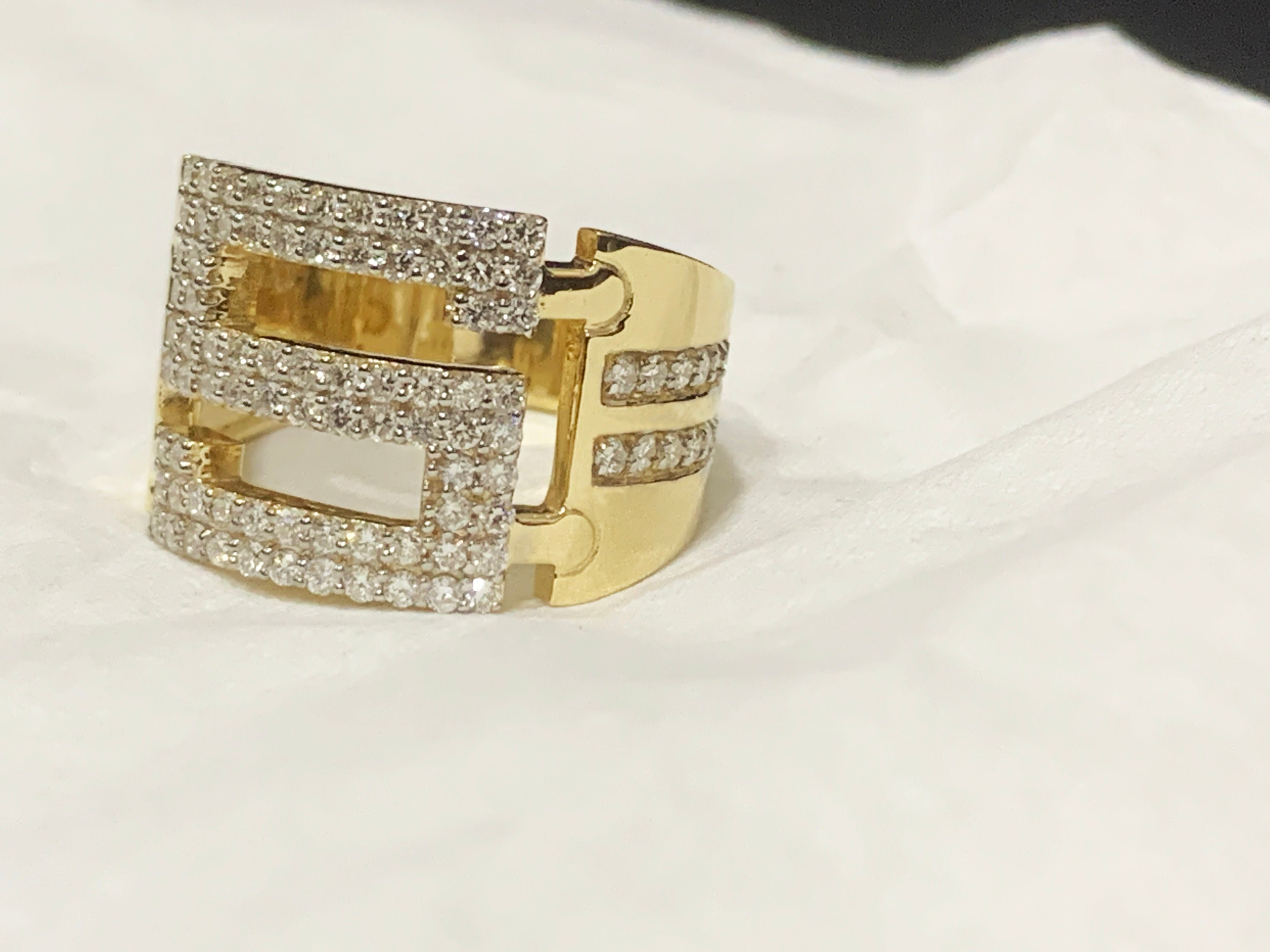 Men's Ice Out Ring Solid Gold Iced Out Ring, Moissanite Mens Ring ...