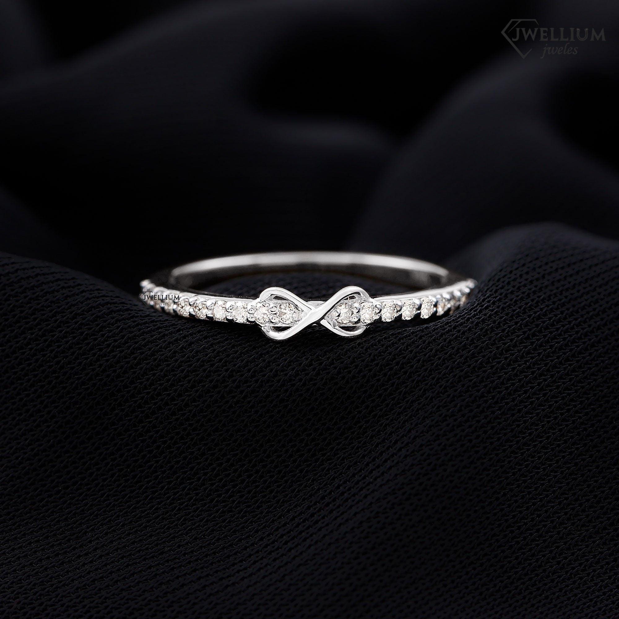 Infinity Style Diamond Ring in 14k Solid Gold, Dainty Natural Diamond ...