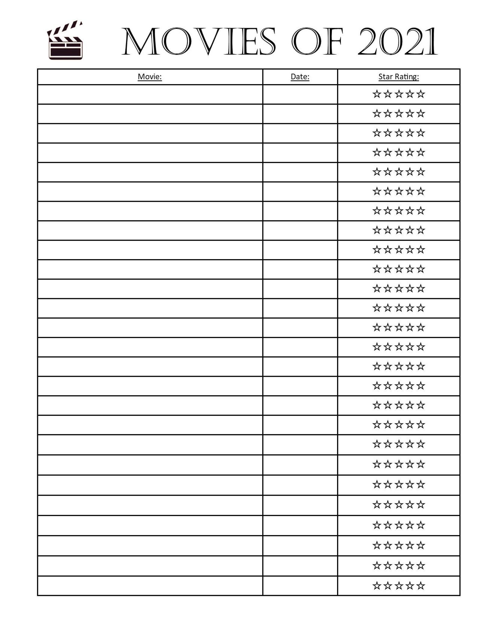 Movies of 2021 Digital Printable - Etsy