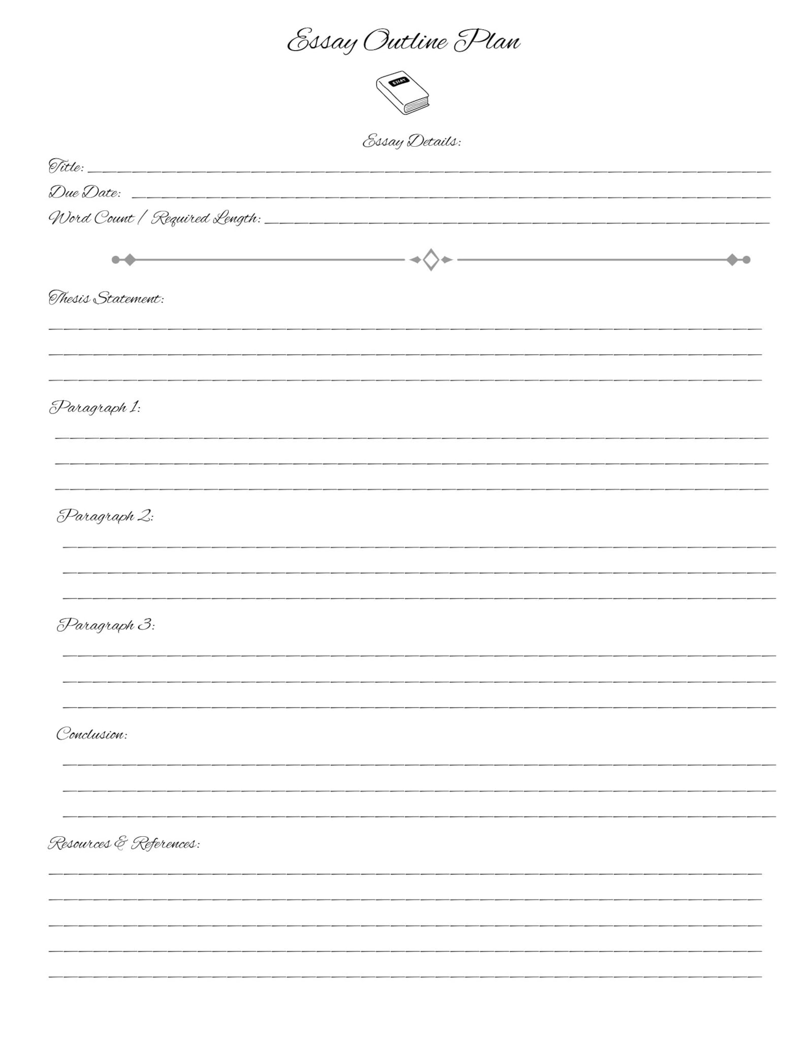 Essay Outline Digital Printable. - Etsy
