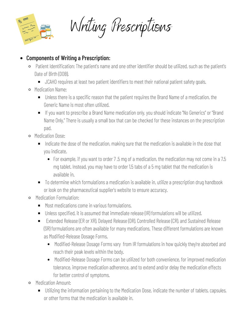 Writing Prescriptions Instruction and Practice Digital Printable. - Etsy