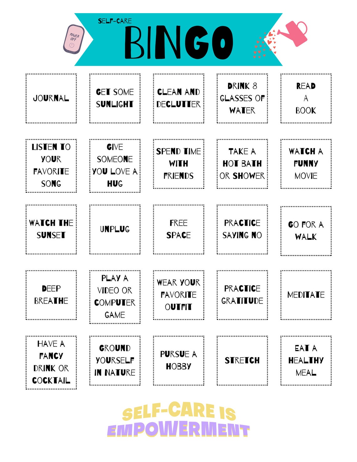 Self-care Bingo Digital Printable. - Etsy