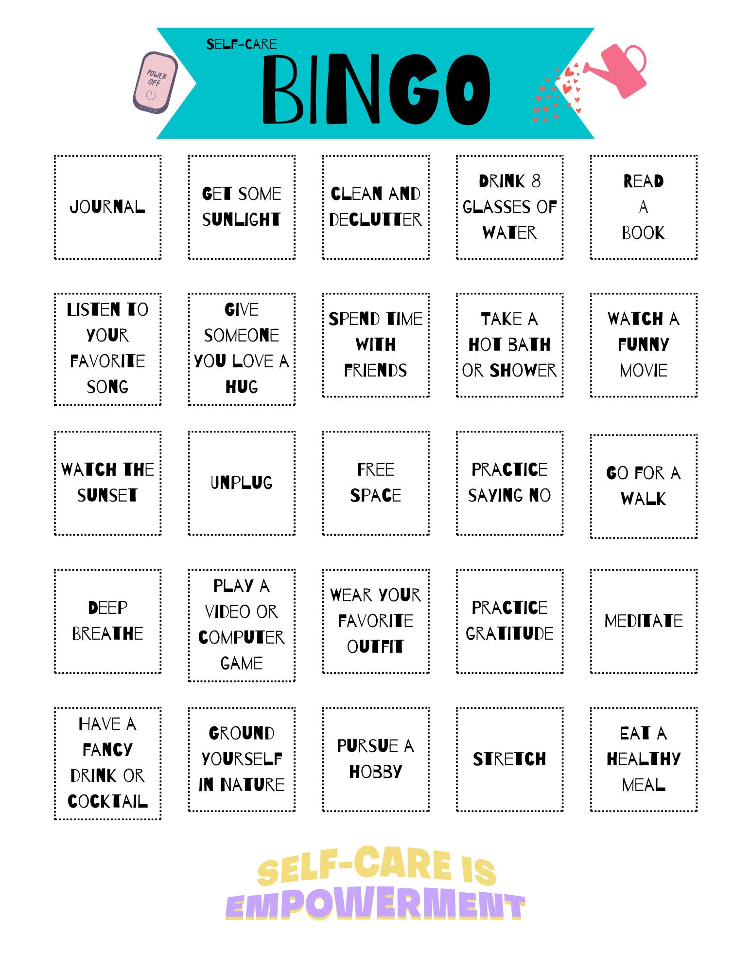 Self-care Bingo Digital Printable. - Etsy