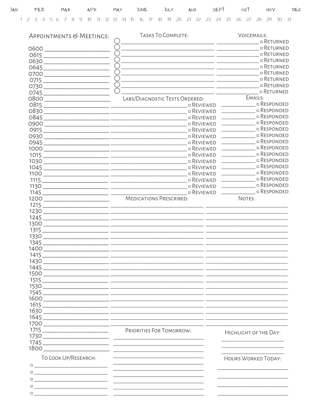Clinical Provider Organization Sheet - Etsy