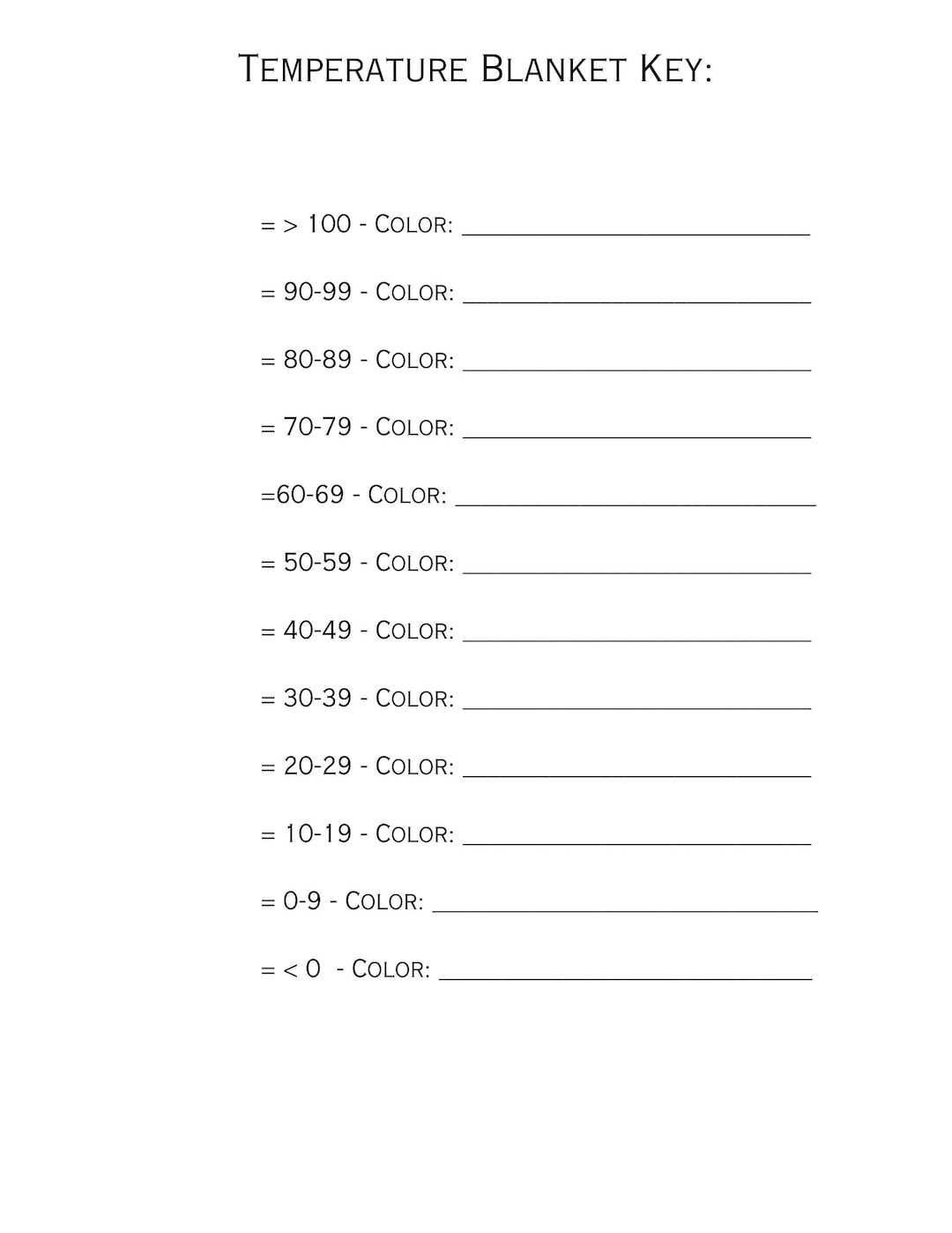 Digital Printable Temperature Blanket Planning Sheet. - Etsy