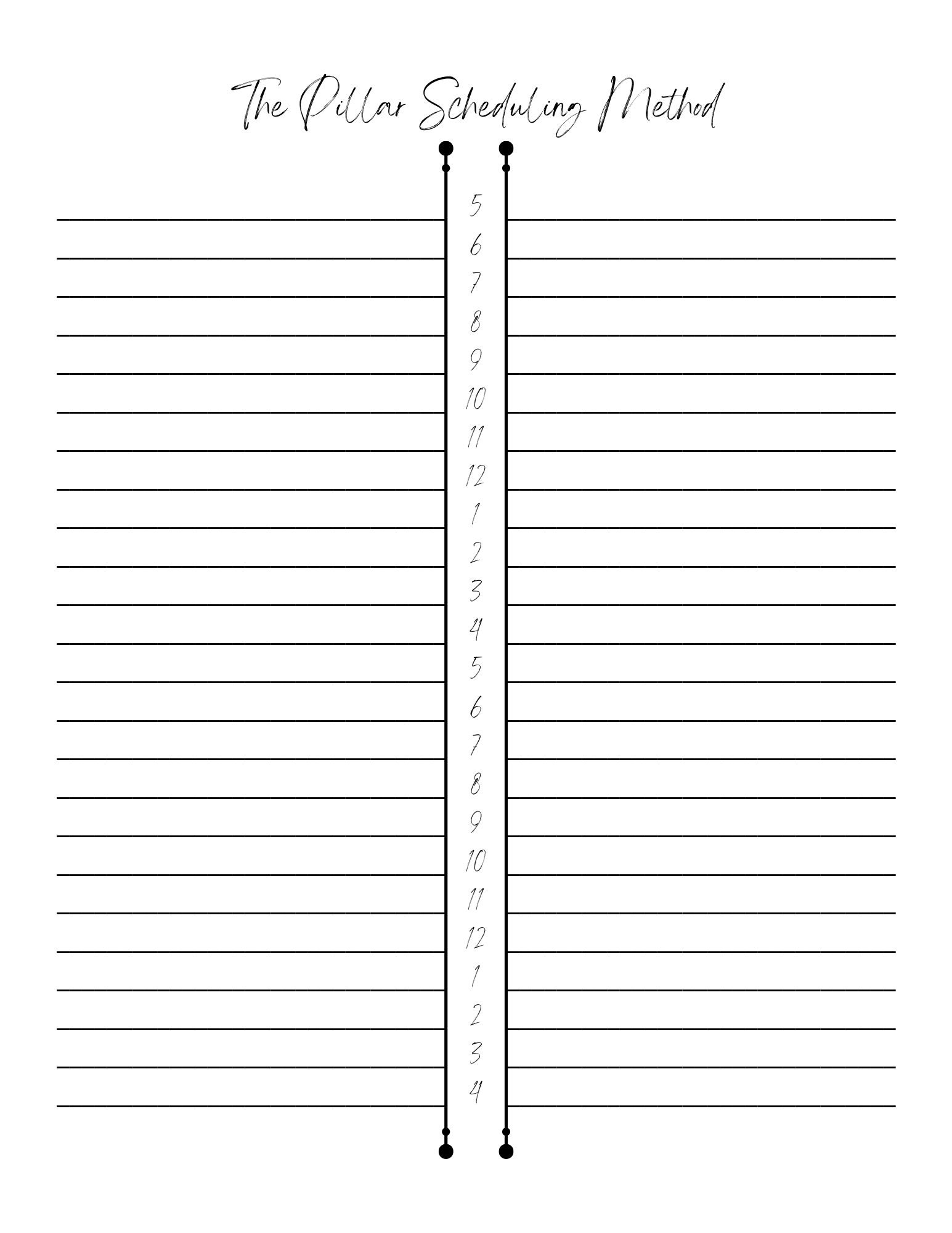 Pillar Scheduling Method Digital Printable. - Etsy