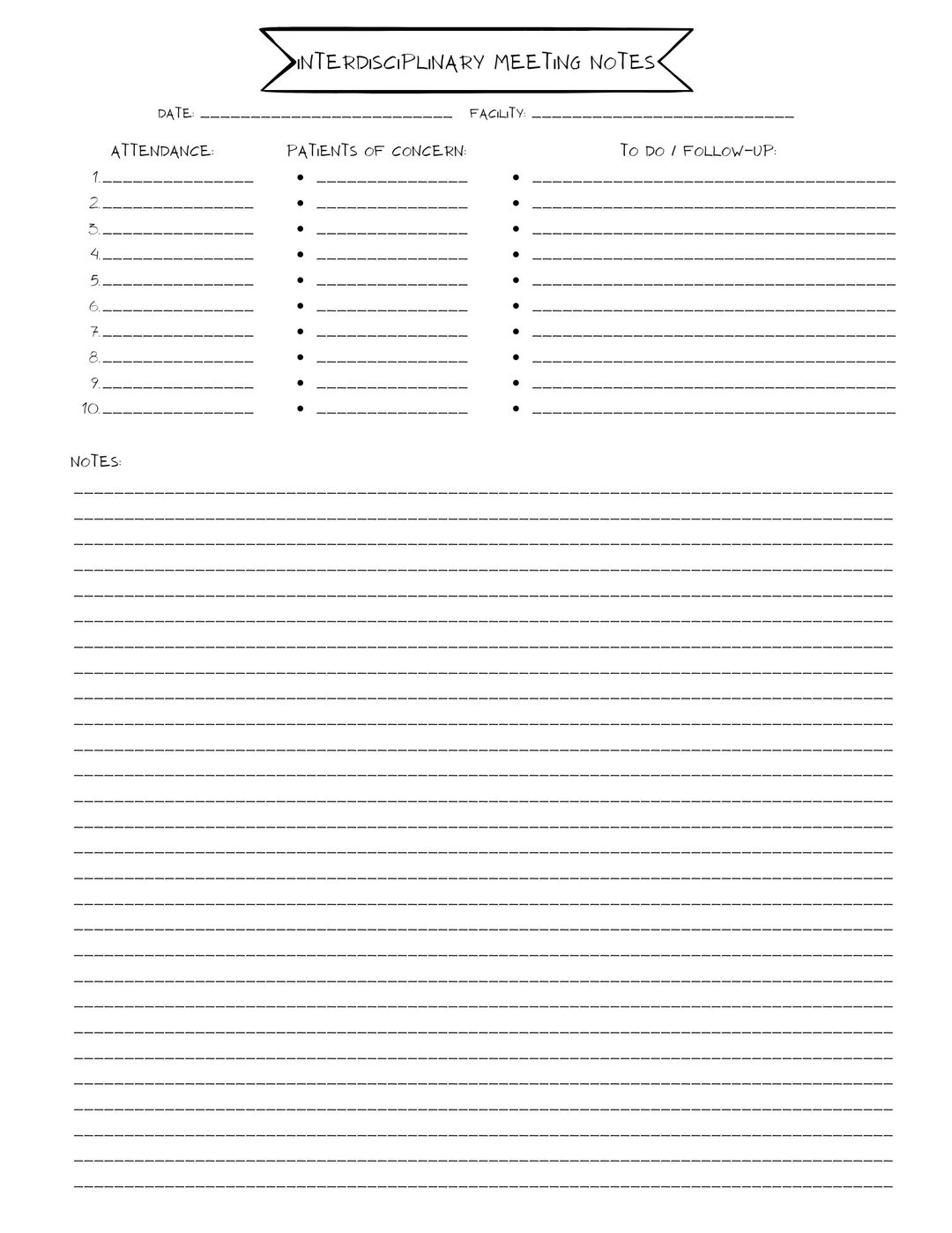 Interdisciplinary (IDT) Meeting Notes Digital Printable. - Etsy