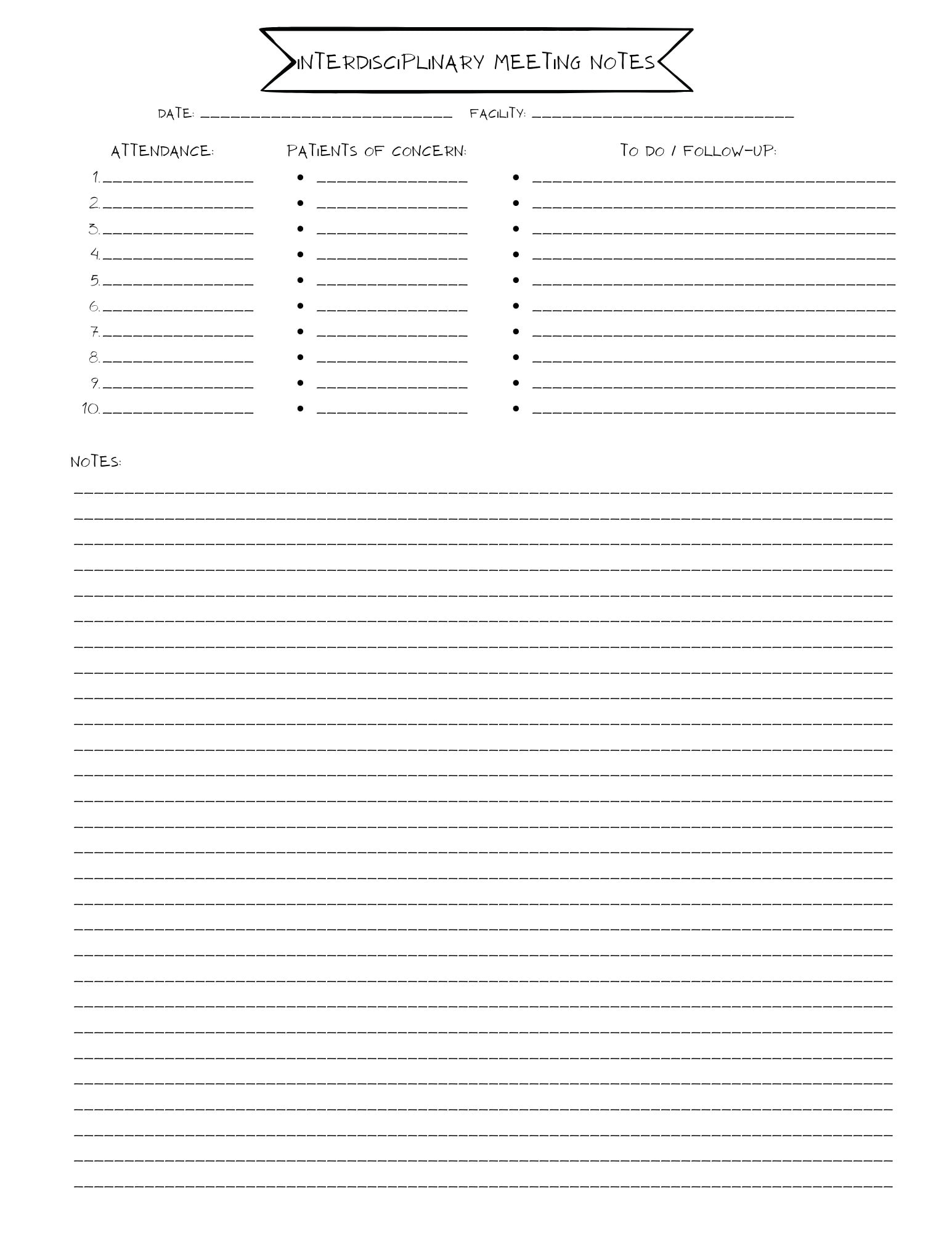 Interdisciplinary (IDT) Meeting Notes Digital Printable. - Etsy