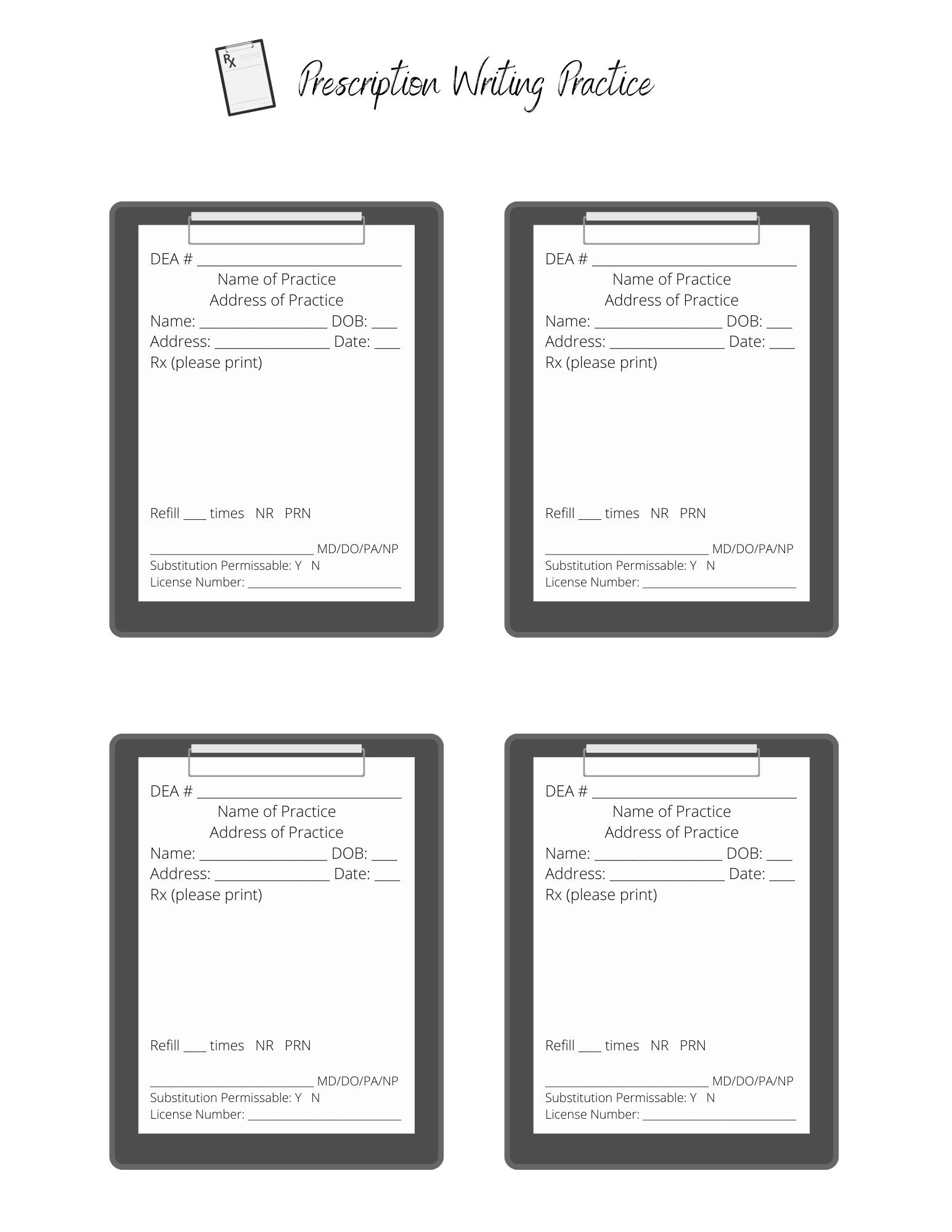 Writing Prescriptions Instruction and Practice Digital Printable. - Etsy