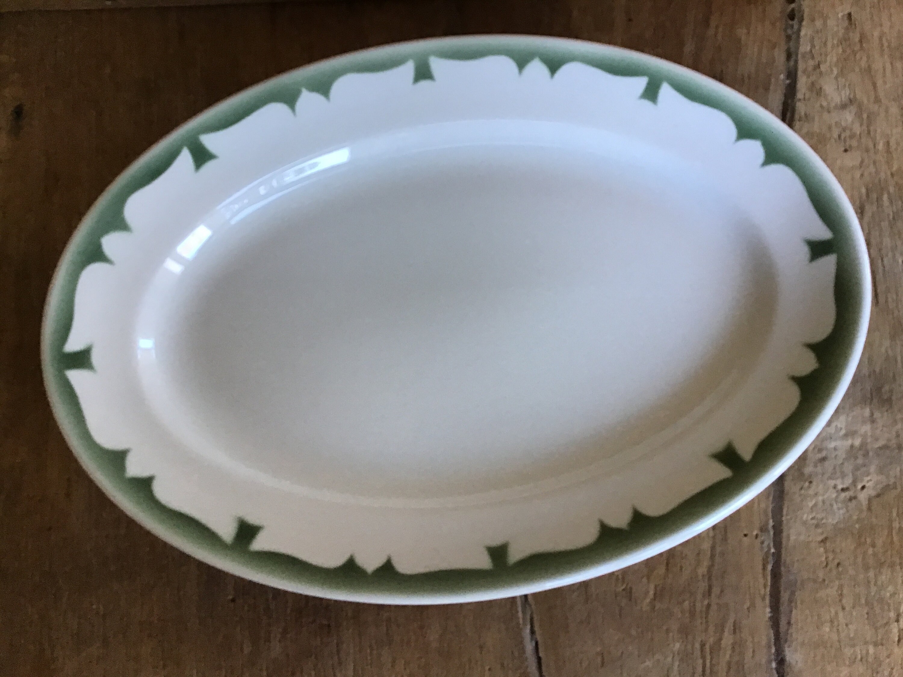 Jackson China Restaurant Ware Pottery Green Crest Wave Pattern Oval ...