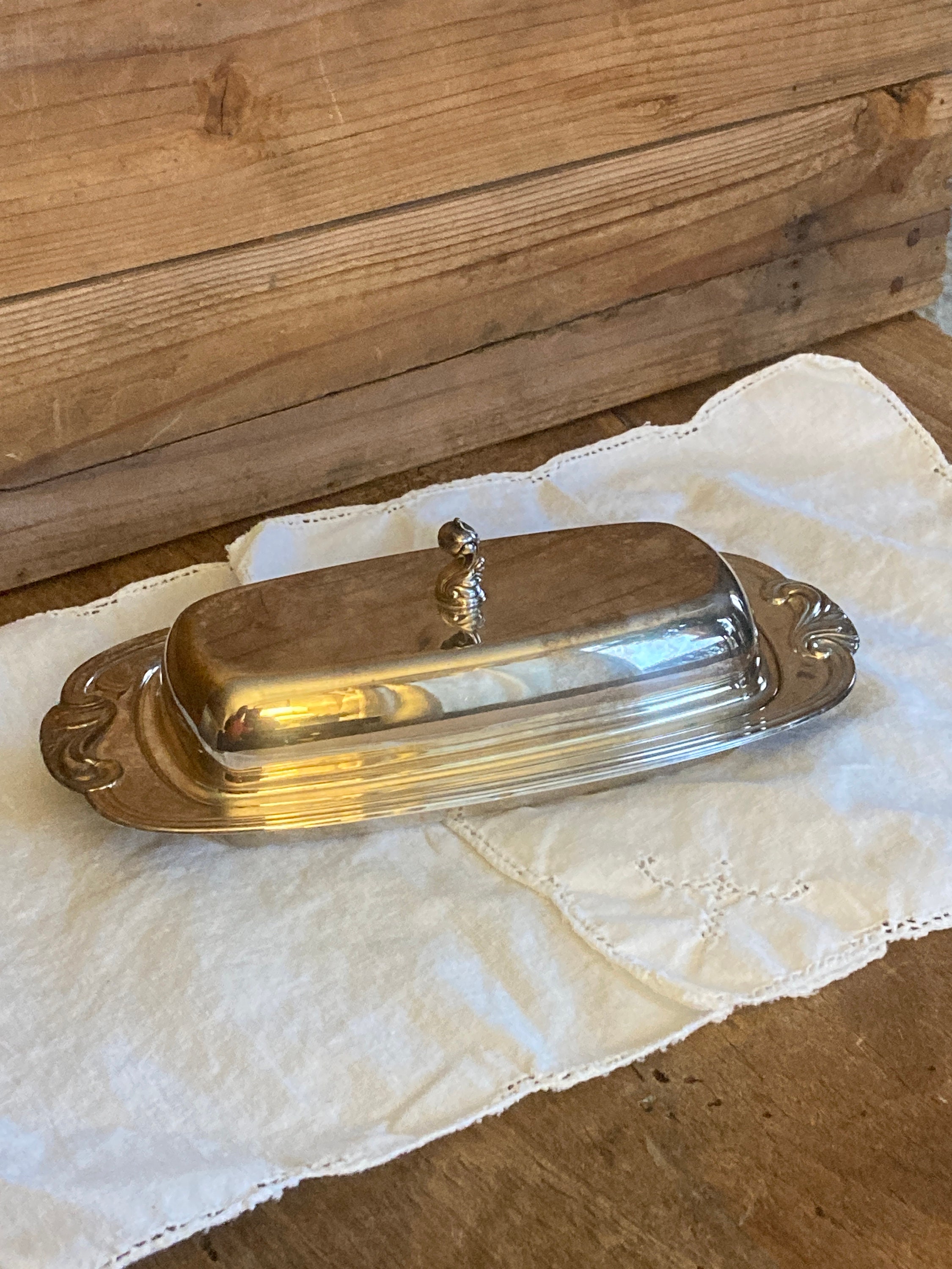 WM A ROGERS Silver Butter Dish, With Glass Insert, Vintage, - Etsy