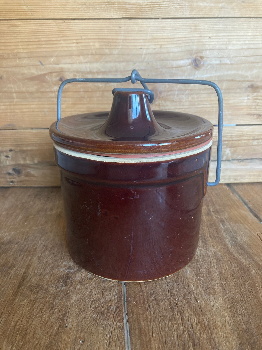 Vintage Brown Crock Container USA - Etsy