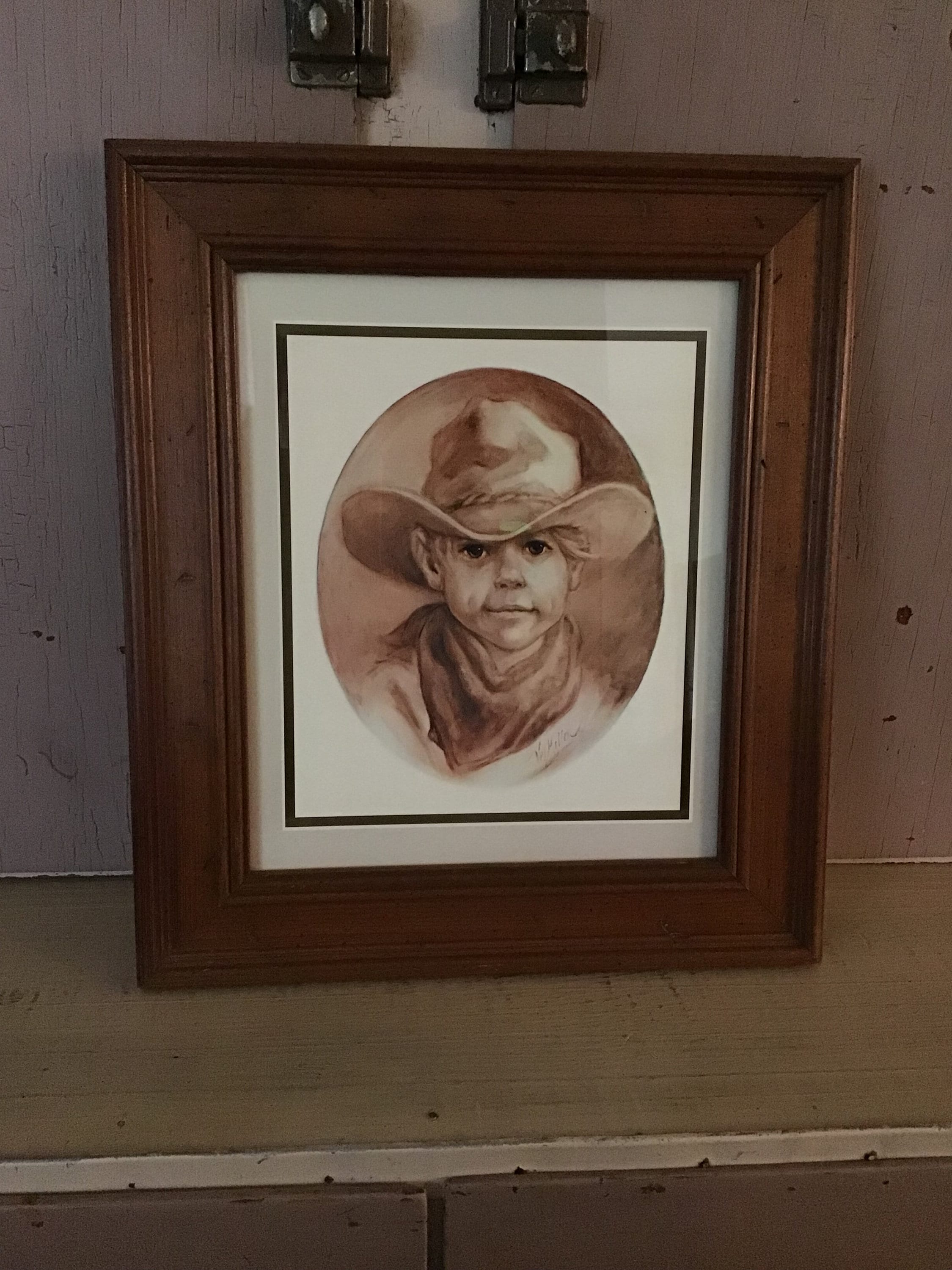 Vintage Vel Miller Little Cowboy Print Large Size. Framed. - Etsy