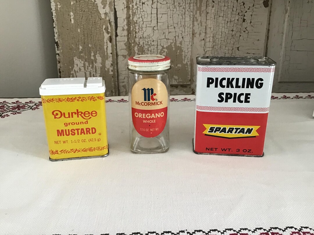 Vintage Spice Tin/glass Containers. (sold Separately) Durkee- Mccormick ...