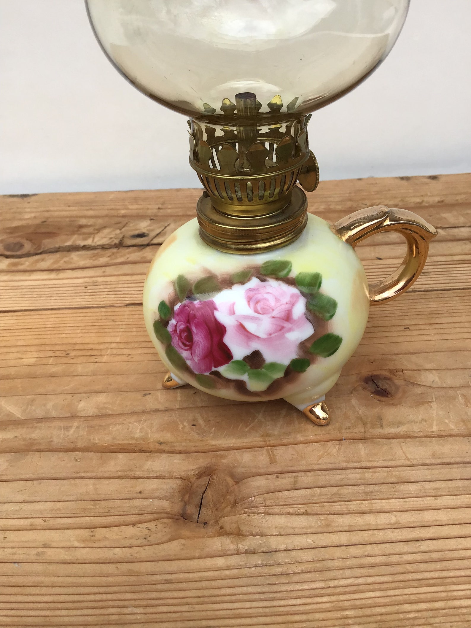 Vintage Enesco Japan Oil Lamp, Floral 8 1/2” Floral Lamp - Etsy